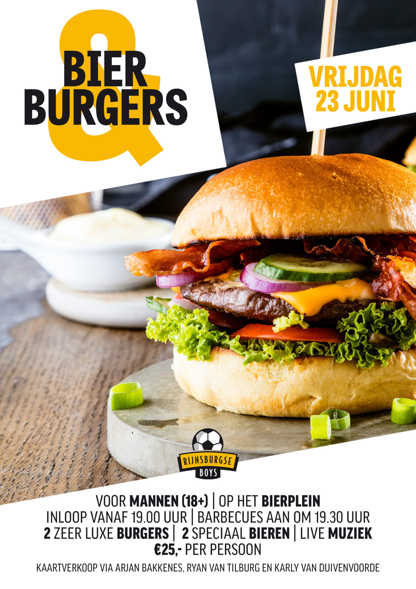 Bier en Burgers voor mannen (18+) - Rijnsburgse Boys